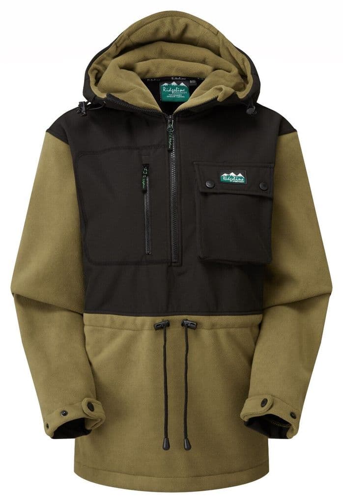Ridgeline Ladies Rubra Teak/Black Hybrid Fleece Smock Anorak Weather ...